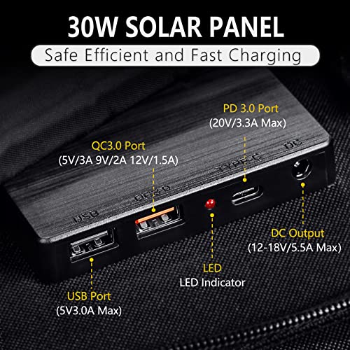 ROCKSOLAR Portable Power Station and Foldable Solar Panel - RS81 Weekender 80W Solar Generator Lithium Battery Backup and 12V RSSP30 30W Solar Charger with AC/12V DC/USB Outlets