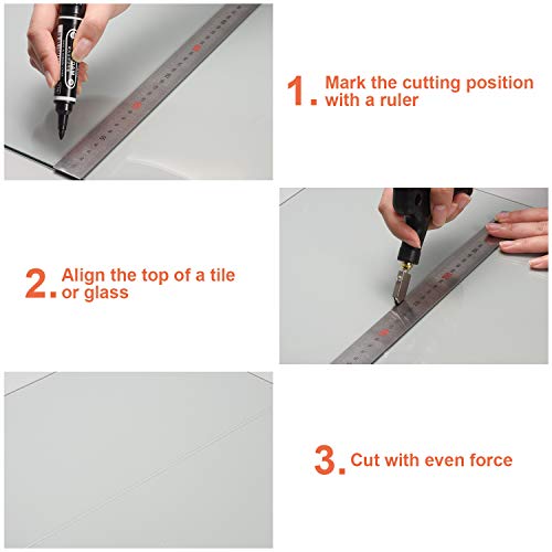 THINKWORK Glass Cutter Tool Kit, Tile Cutter Hand Tool, Easy Glide Glass & Tile Cutter DIY Home Kit(2 Blades & 4 Pads)