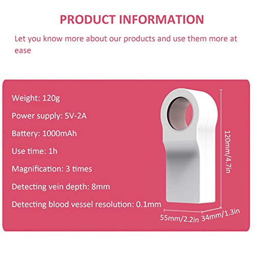 Vein Detector Hand-held, Built-in 1000mah Battery, Medical Vascular Vein Viewer, Vein Finder for Adults and Children, Vein Light Projection Visualization for Nurses