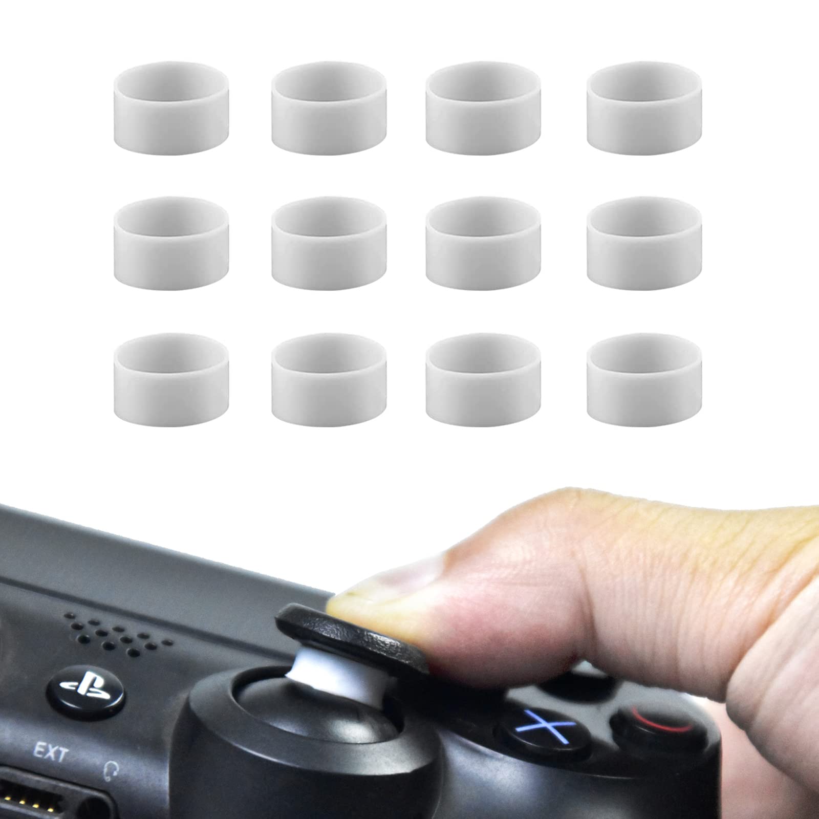 Sehawei Silicone Joystick Protectors, 12 Pcs (White) for Steam Deck/Xbox/PS4/PS5 - Invisible Elastic Protection, Keep Clean, Extend Life of Joysticks, Easy to Install & Remove