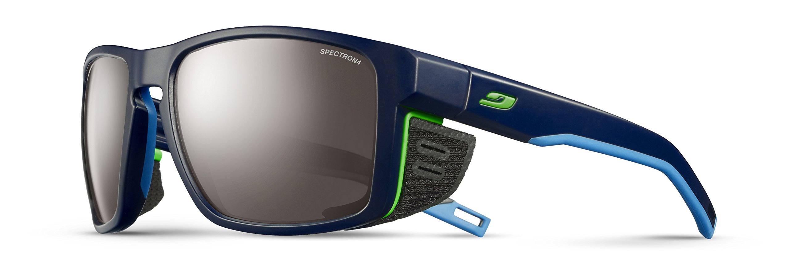 Julbo Shield Mountain Sunglasses, Dark Blue/Blue/Green Frame - Spectron Brown Lens w/Silver Mirror
