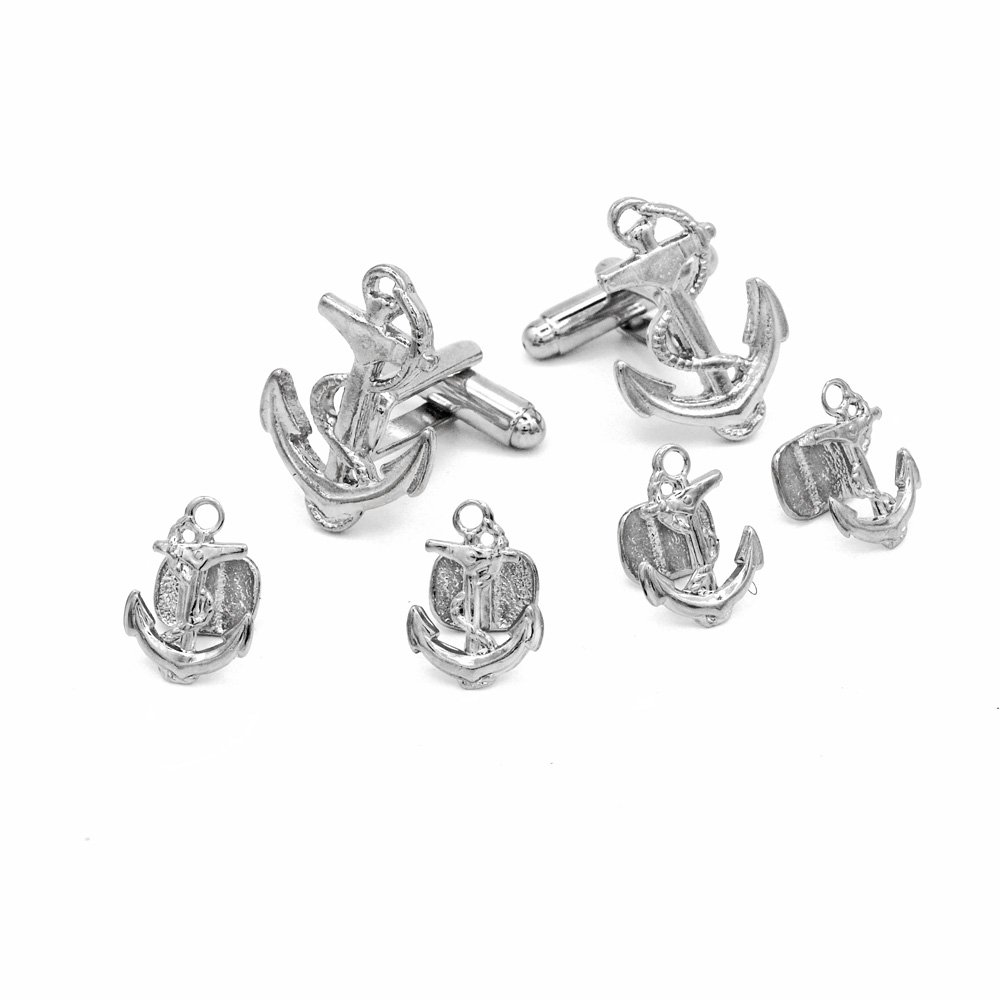 JJ Weston Anchor and Rope Tuxedo Cufflinks and Shirt Studs. Made in the USA.