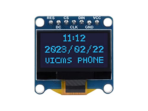 waveshare 0.96inch OLED Display Module, 128×64 Resolution, SPI / I2C Communication, Blue Version