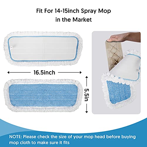 Reusable Mop Pads Refills for Swiffer Power Mop- MEXERRIS Microfiber Mop Pads Refills Washable Household Replacement Mop Pads Compatible with Swiffer Power Mop 13"-15" Spray Wet Mop - Blue 4 Pack