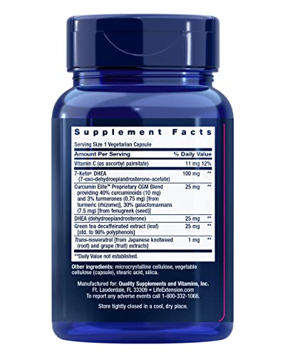 Life Extension DHEA Complete with 7-Keto - Maximize Support of Healthy Body Weight, Mood, Lean Muscle Mass, Libido & More - Non-GMO, Gluten-Free, Vegetarian - 60 Capsules