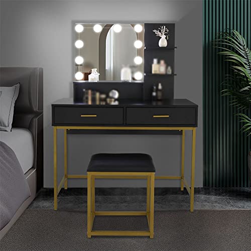 WYKDD Dresser with Square 2 Drawers 3 Storage Shelves Dresser Set with Upholstered Stools for Bathroom Bedroom (Color : D)