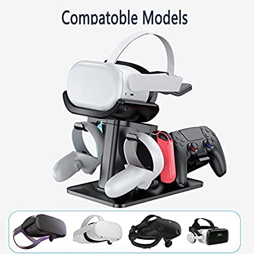 Potadak VR Stand, Multifunctional VR Headset Stand for Headset Display Holder and Controller Holder for Rift (Black)