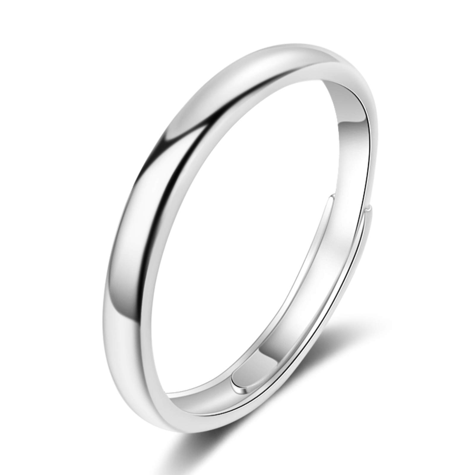 KGnB Sterling silver ring 925,adjustable,2mm,suitable for men and women,couples,girl friend,normal size 7 (sterling-silver, Adjustable),can adjust from size 4 to 12
