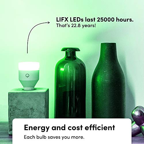 LIFX Color (Nightvision Edition), 1100lm E26, Wi-Fi Smart LED Light Bulb, Full Color and Whites, No Bridge Required, Works with Alexa, Hey Google, HomeKit and Siri, 2-Pack