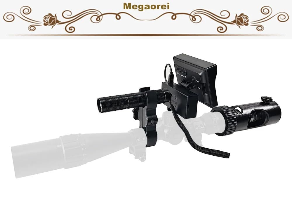 Megaorei 2A DIY 720P HD Night Vision Scope Attachment Camcorder with LCD Display and IR Flashlight for Rifle Airsoft Tactical Hunting (Without Battery and TF Card)