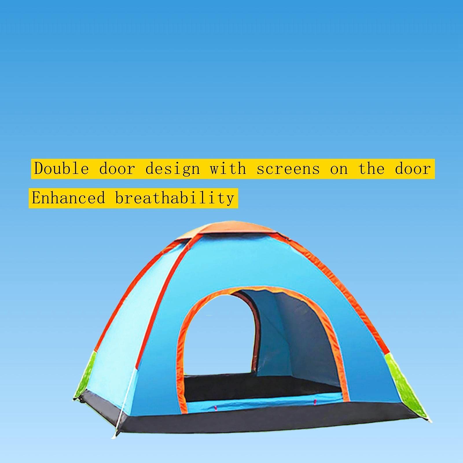 NC Tent Outdoor 3-4 Full Automatic Easy to Set up Small Light Tent Camping Field Tent Thickening rain Proof Quick Open Tent Fruitgreenwithyellowedges