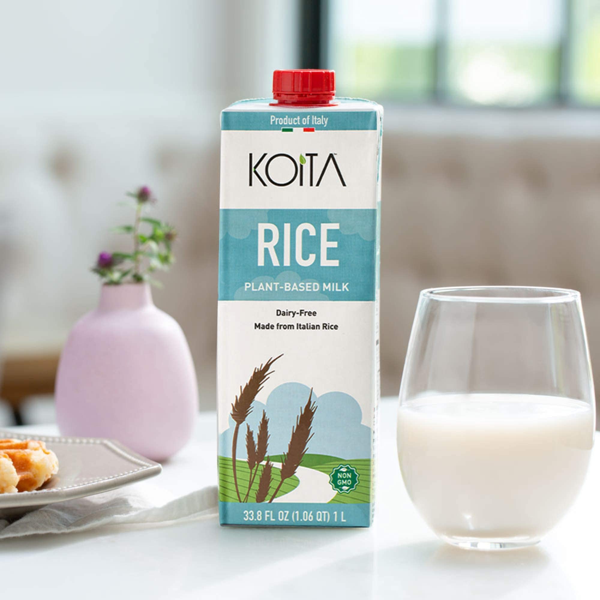 Koita Italian Rice Milk, Non Dairy, Plant-Based, Non GMO, Vegan, Shelf Stable 1L (6-pack)