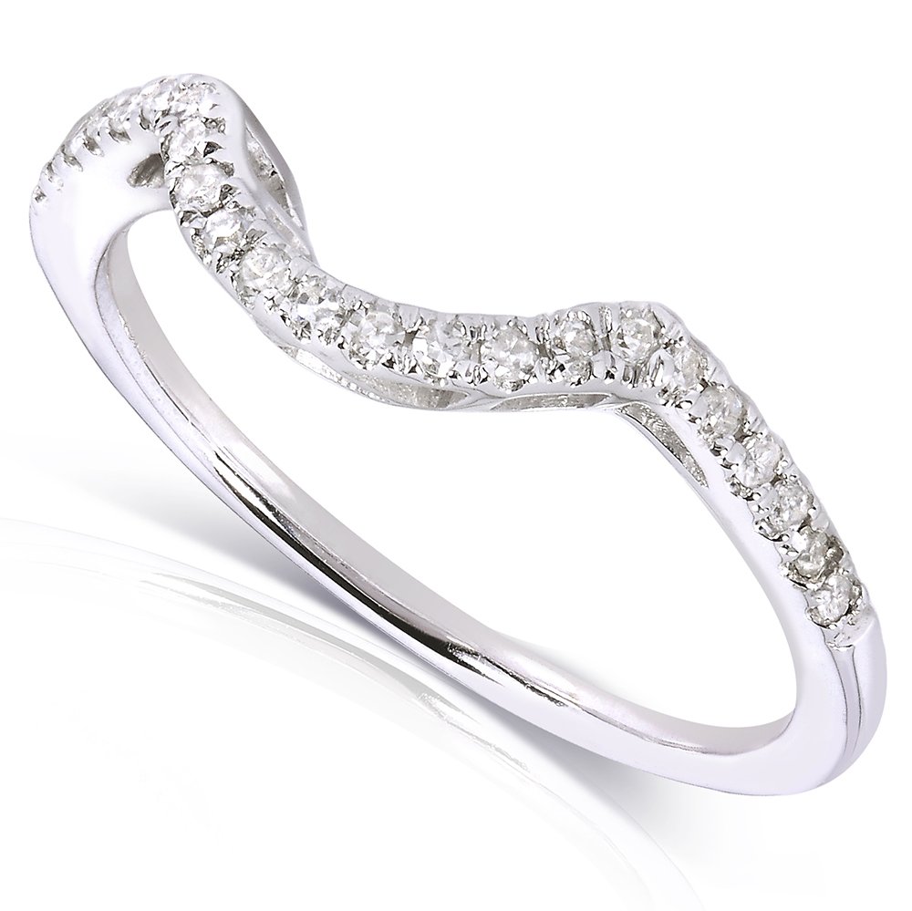 Kobelli Contoured Diamond Band 1/10 Carat (ctw) in 10k White Gold (Matching Band to Ring 61956-E), Size 10