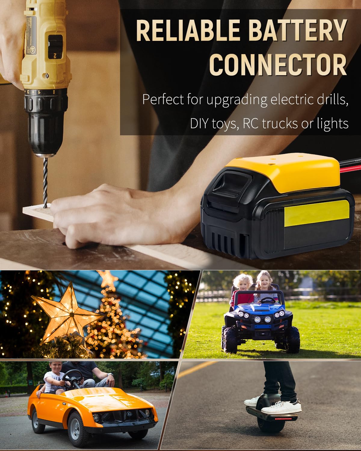 Vibit Power Wheel Adapter for Dewalt 20 V Lithium Battery, Peg-Perego Dewalt Battery Adapter with Original Wire Harness Connector, DC Power Adapter Conversion for Peg-Perego Children's Riding Toys