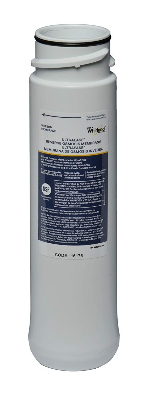 Whirlpool WHAROS5 Reverse Osmosis (RO) Water Filtration System With Chrome Faucet | Extra Long Life | Easy To Replace UltraEase Filter Cartridges, 14" deep x 13" wide x 15 inches tall, Blue