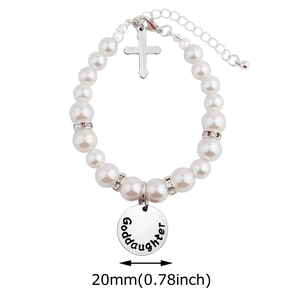 KUIYAI Goddaughter Pearl Bracelet First Communion Bracelet Christening Gift (Goddaughter pearl bracelet)