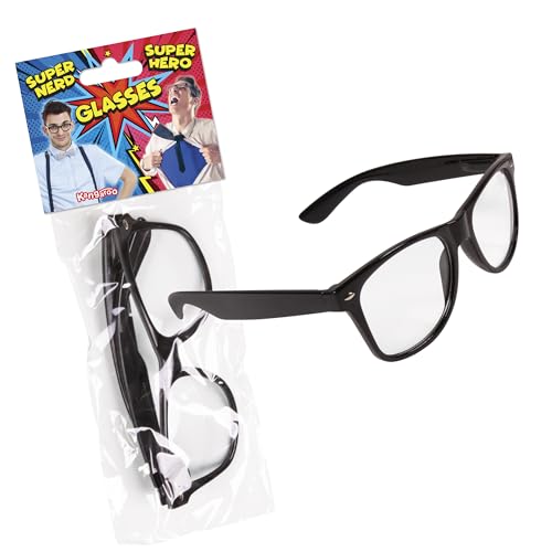 Kangaroo Fake Glasses - Retro Nerd Costume Glasses - Superhero Costume - Hipster Eyeglasses Clear Lenses