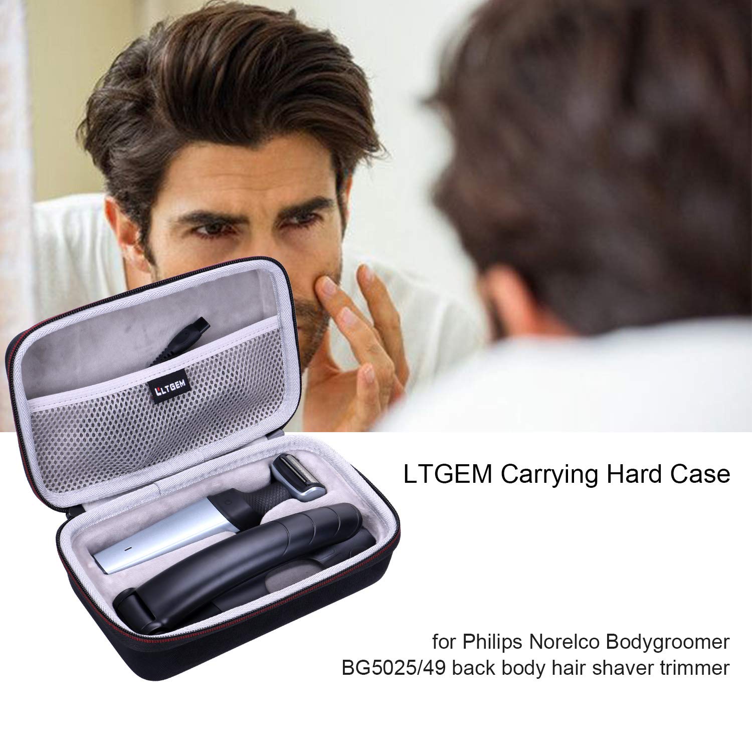 LTGEM EVA Hard Case for Philips Norelco Bodygroom Series 3500(BG5025/49) or Series 5000(BG5025/40) Showerproof Body Trimmer