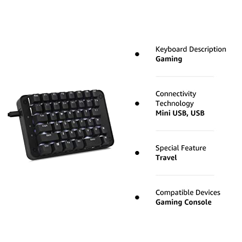 Koolertron Gateron Red Switches Programmable Gaming Keypad, Mechanical Gaming Keyboard with 43 Programmable Keys, Single-Handed Keypad Macro Setting (Gateron Red Switche)