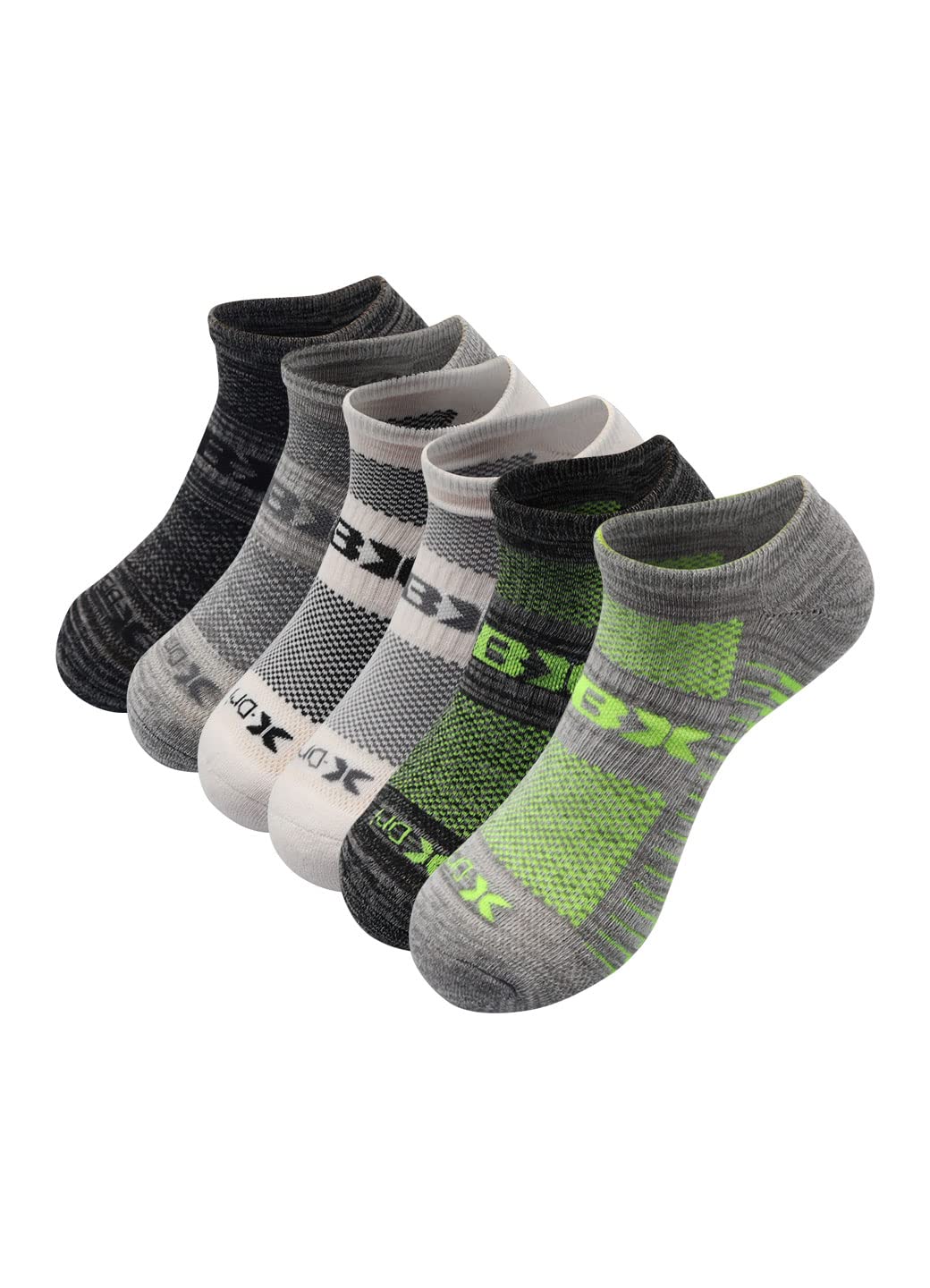 RBX Active Men's X-Dri Performance Low Cut No Show Ankle Socks 6-Pack Multi Combo