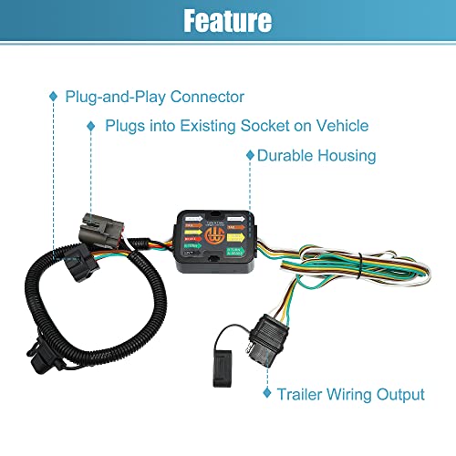 X AUTOHAUX 1 Set 118269 Vehicle Side 4-Pin 4 Way Trailer Wiring Harness Trailer Converter for Kia Sorento 2011-2020