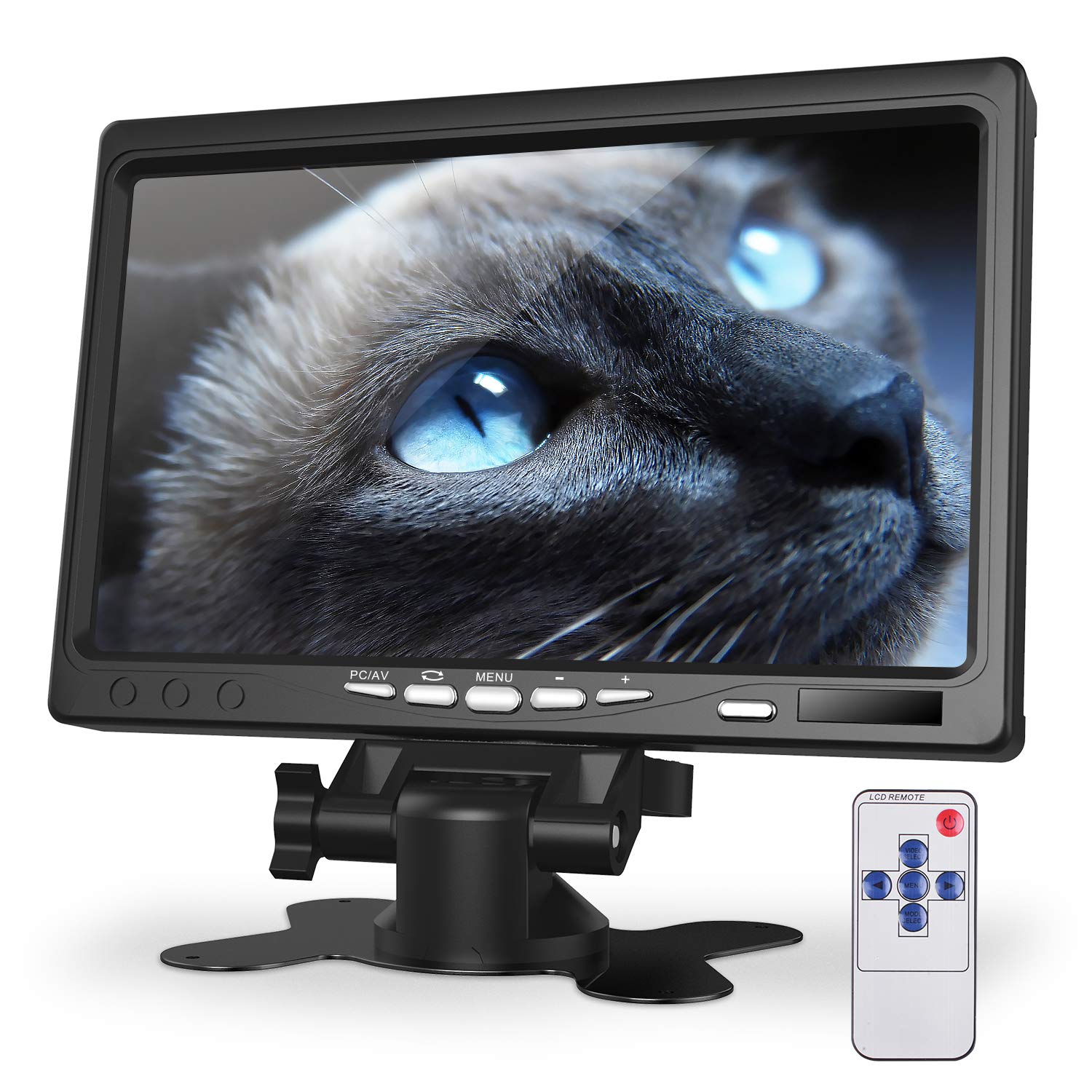 kuman 7 Inch Monitor HD Display 1024x600 IPS Screen for Raspberry Pi 4 B 3 2B B 1 B+ A+ with HDMI VGA Input, Built in Speaker for DVD VCR Car Remote SC7J, Black (SC7J-US)