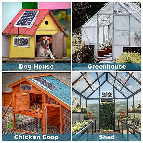 SOLPERK Solar Fan for Shed, 10w Chicken Coop Solar Panel Fan, Solar Greenhouse Fan with 11.8ft/3.6m Cable, Solar Exhaust Fan For Shed, Chicken Coop, Greenhouse, Dog House