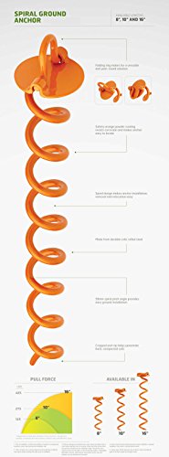Liberty Outdoor ANCFR16-ORG-A Folding Ring Spiral Ground Anchor, Orange, 16-Inch