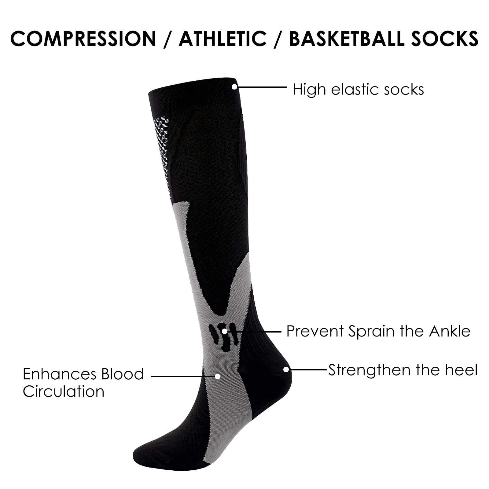 Linkidea 6 Pairs Soccer Socks, Mid-Calf Protective Sports Socks, Thick Outdoor Running Training Compression Socks (as1, alpha, x_l, xx_l, regular, regular)