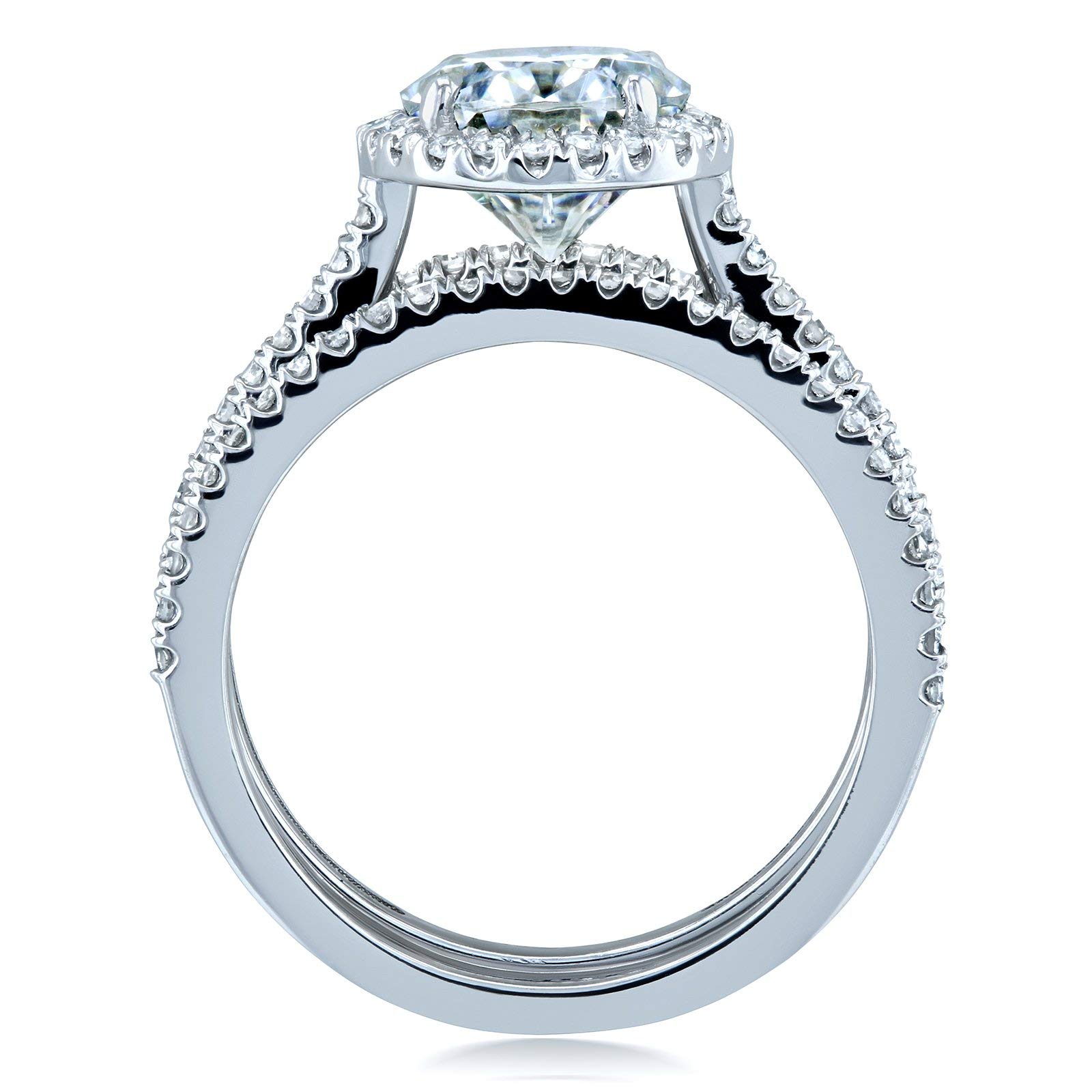 Kobelli Oval Moissanite Halo 3-Piece Bridal Rings Set 2 1/2 CTW 14k White Gold, 7