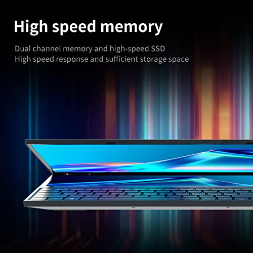 VINGVO 16 Inch Laptop, Double SSD 16GB RAM 256GB ROM 100‑240V 14in Auxiliary Display Office Laptop for Travel (US Plug)