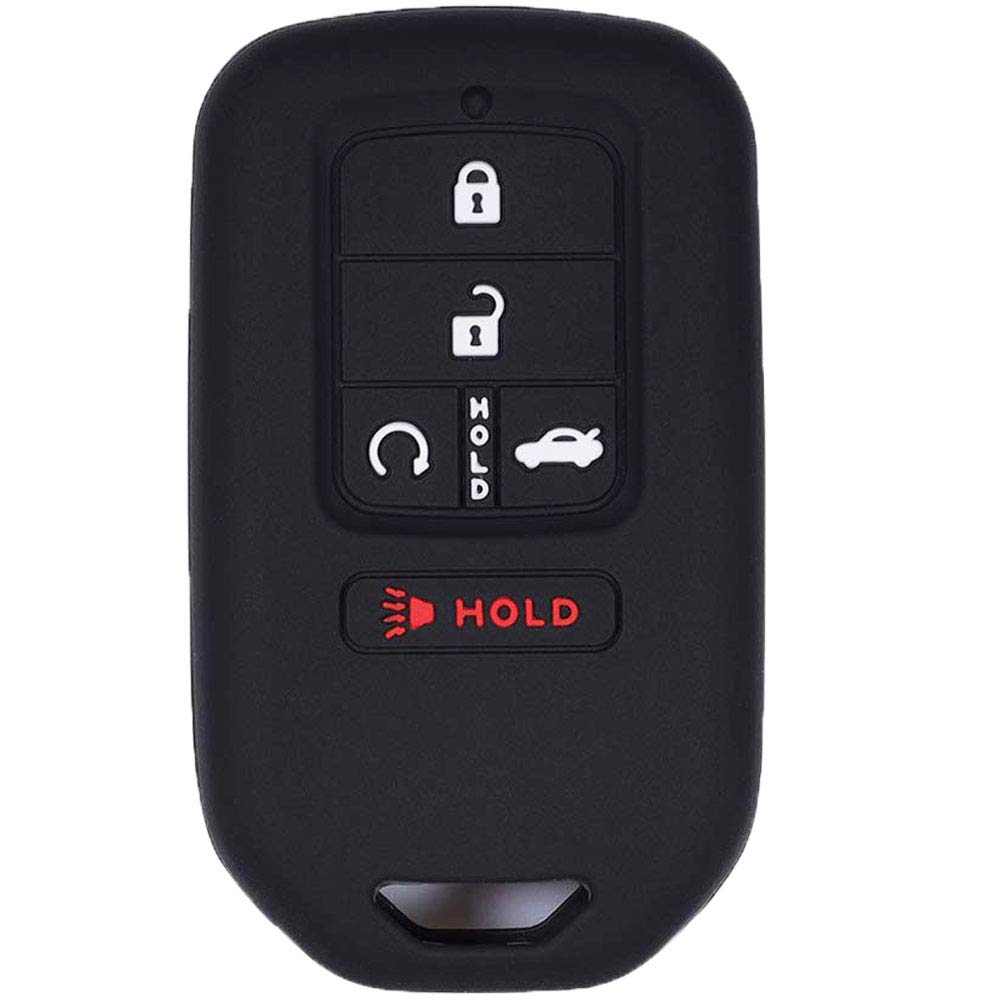 KUSTSOFT Key Fob Cover KOSMIQ Silicone Smart Car Key Case Protector for 2020 2019 2018 2017 2016 2015 Honda Accord Civic CR-V CRV Pilot EX-L(Black)
