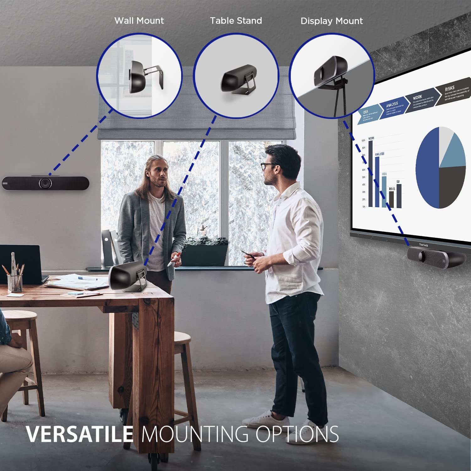 ViewSonic VB-CAM-201 4K Video Conference Web Camera with Built-in Microphone, 120 Degree Wide-Angle Lens for Zoom/Teams/Skype Remote Meetings and Calls
