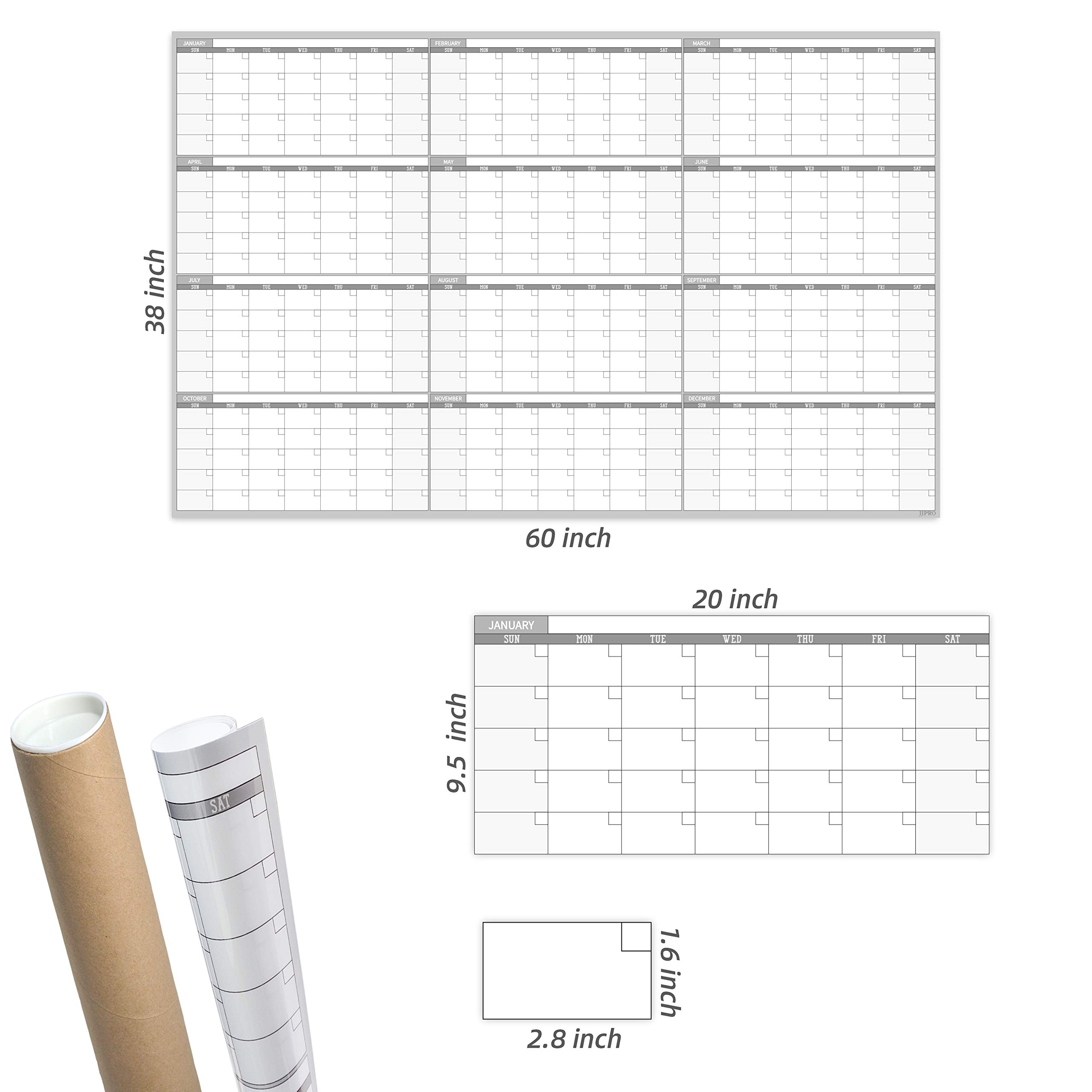 Large Dry Erase Wall Calendar - 60β x 38" Undated Blank Yearly Planner - Giant Whiteboard 12 Month Poster - Premium Laminated Calendar for Classroom, Office, Project & Family Schedule
