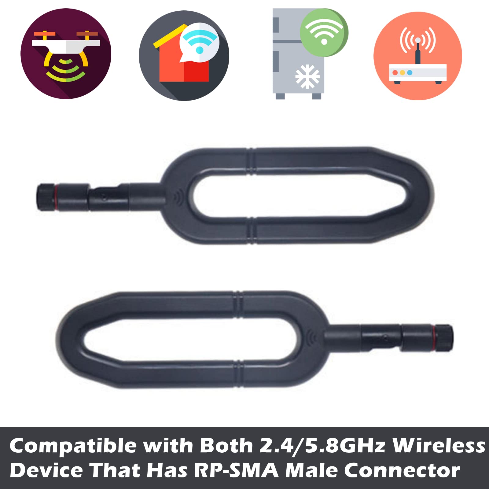 TECHTOO WiFi Antenna Dual Band 2.4GHz - 5.8GHz with RP-SMA Connector for Wireless Network Router - USB Adapter - PCI PCIe Cards - Signal Booster - Access Point - Wireless Range Extender
