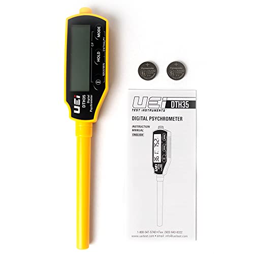 UEi DTH35 Digital HVAC Psychrometer Thermo-Hygrometer, Portable Relative Humidity Meter, Handheld Electronic in-Duct Thermometer, Measures Wet Bulb Dry Bulb Dew Point Temperature Humidity