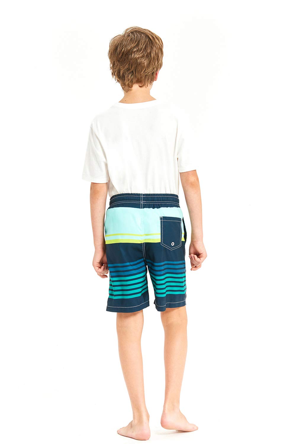 Kute 'n' Koo Boys Swim Trunks, UPF 50+ Quick Dry Striped Boys Swim Shorts, Boys Bathing Suit (10/12, Striped 1)