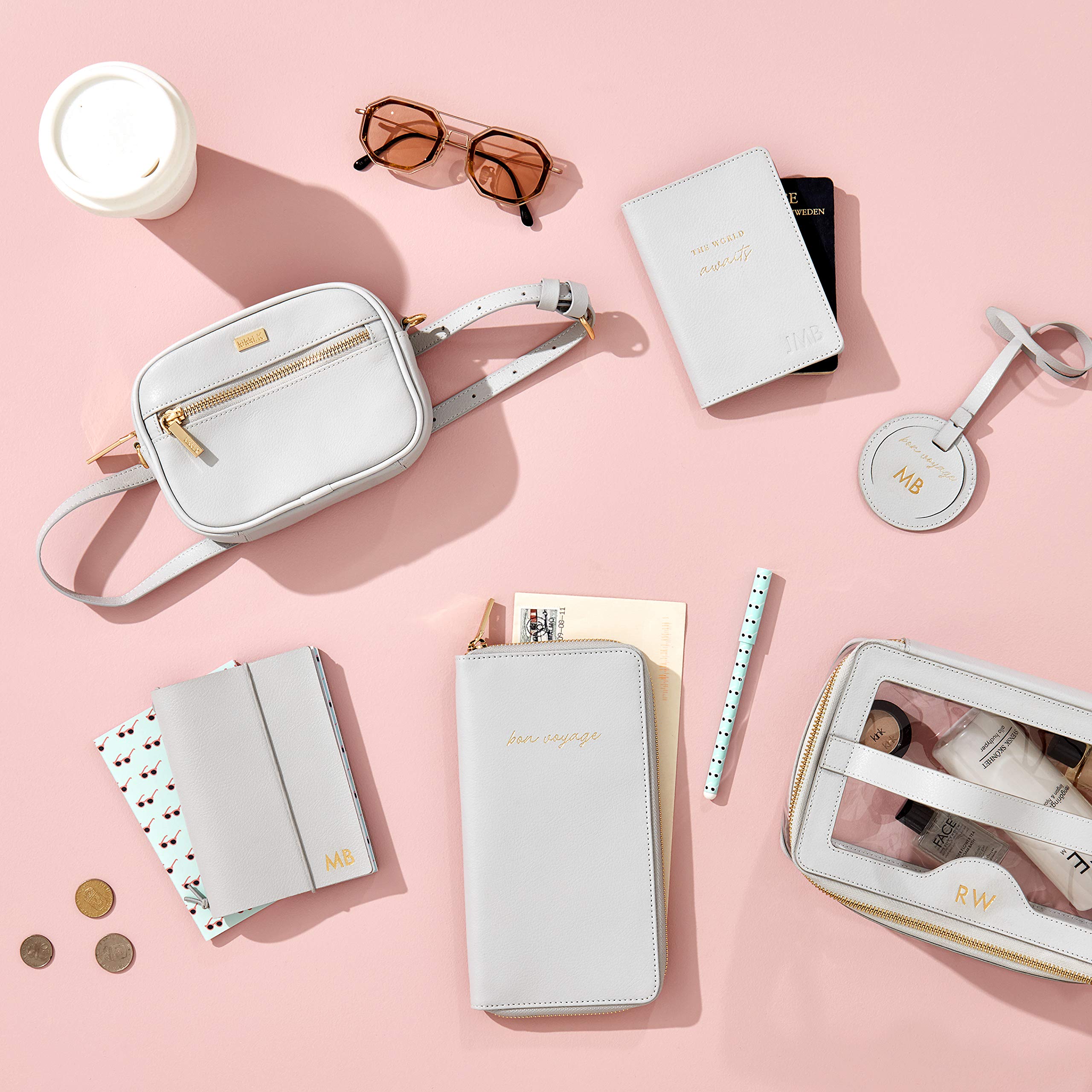 kikki.K Its About The Journey Designer Collection - A6 Refillable Leather Notebook, 2 Lined Notebook Refills, Elastic Closure, Measures 5.91" L x 4.33" W x 0.59" H