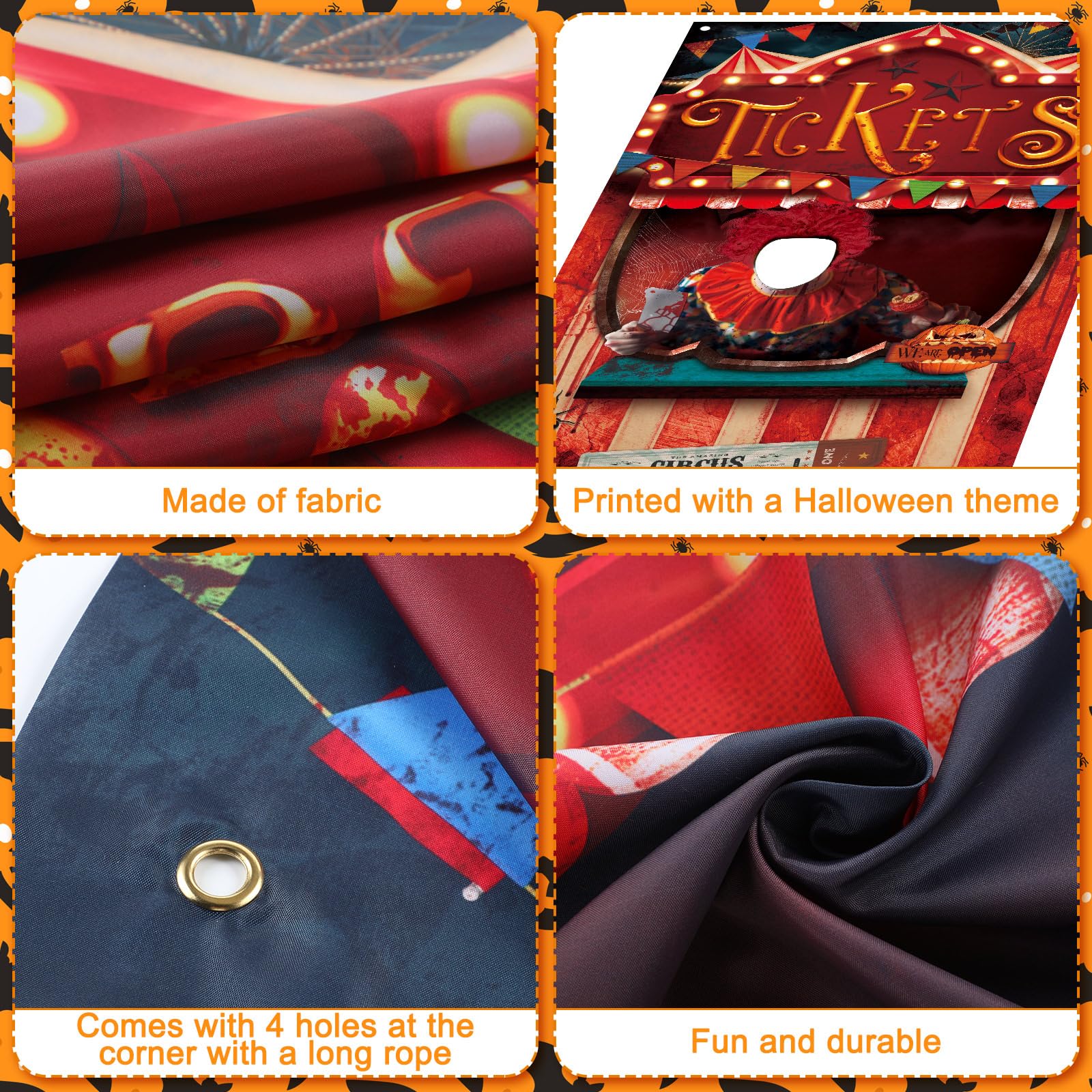 Lenwen Halloween Carnival Circus Theme Party Decorations Halloween Carnival Photo Door Banner Ticket Booth Backdrop Props Carnival Photo Games Booth Props Carnival Photo Backdrop for Halloween Supply