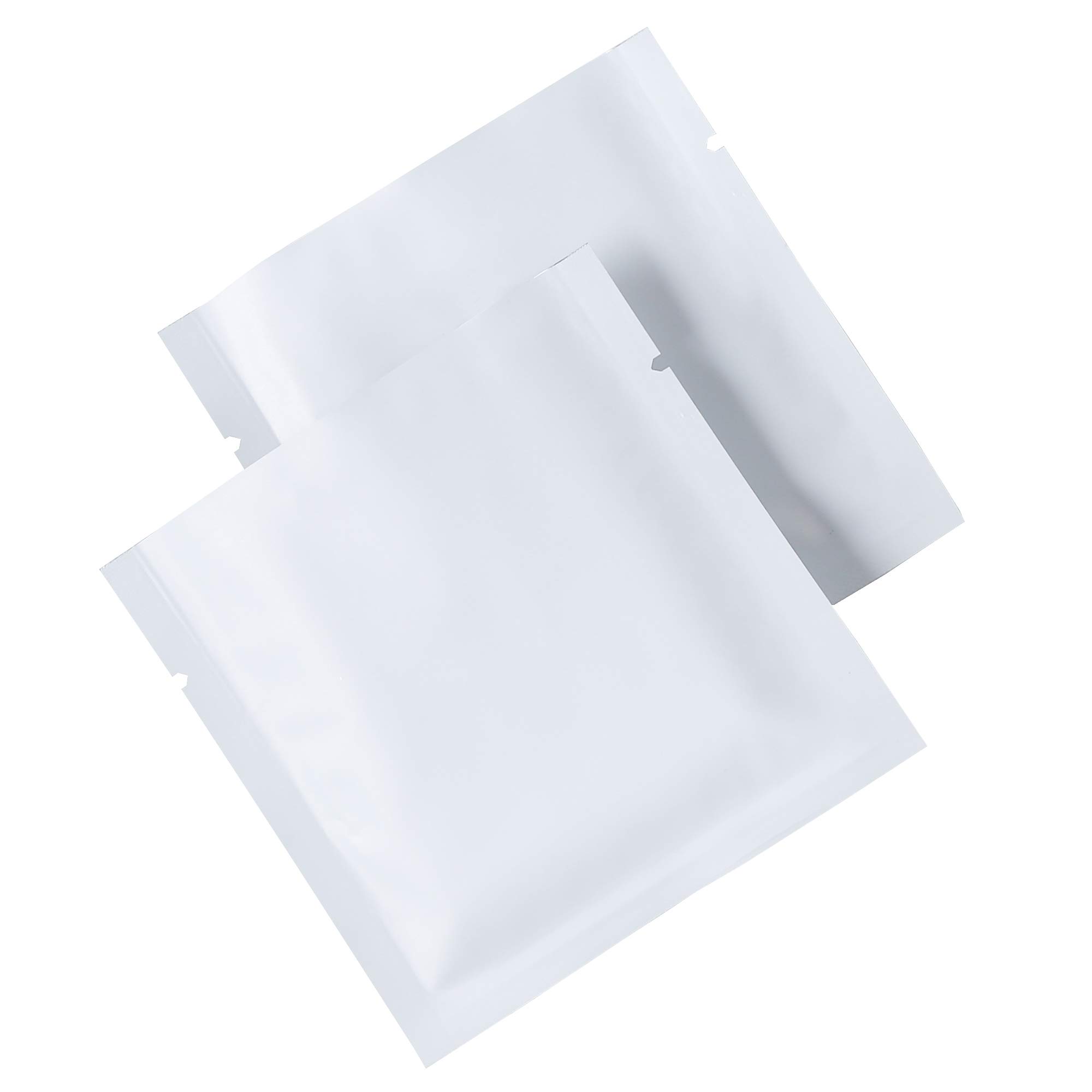 QQ Studio 100 Bags/Pack Double Sided Color Food Safe Open Top Flat Bag with Tear Notch (White, 7x7cm (3x3"))