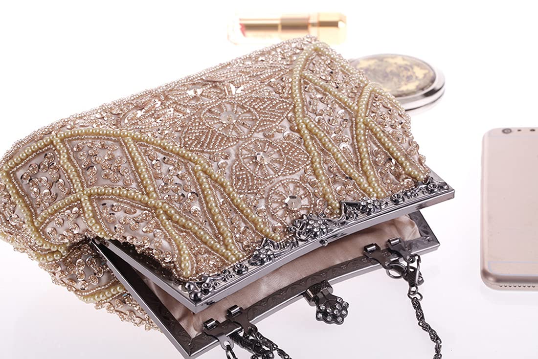 LIFEWISH 1920s Evening bags Unique Sequin Beaded Clutch Purses for Cocktail Wedding Party Prom