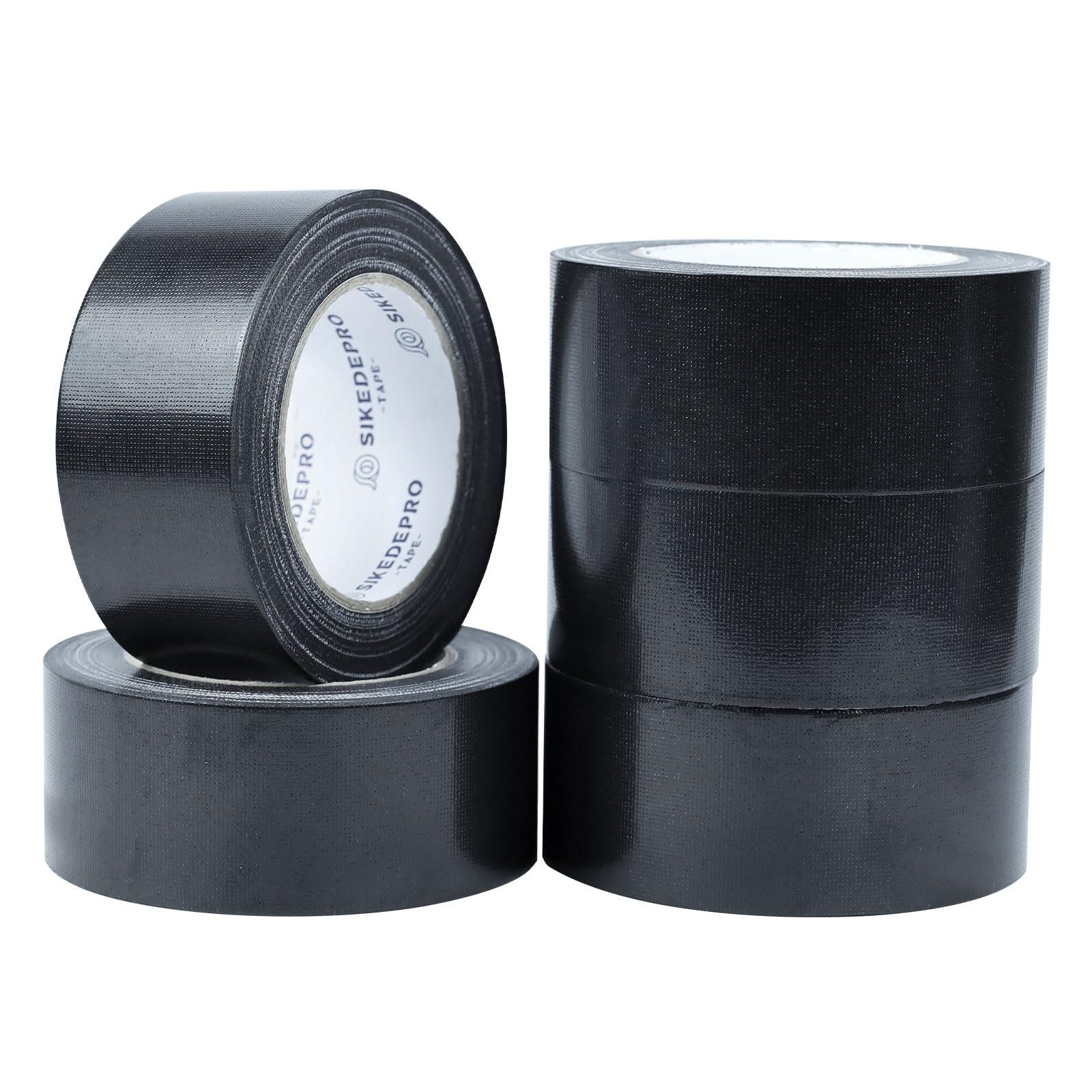SIKEDEPRO 5-Pack Black Heavy Duty Duct Tape, 2 inches x 30 Yards Duck Tape,Strong, ducttape, Flexible, No Residue, Waterproof High Strength,All-Weather and Tear by Hand - Bulk Value for Repairs