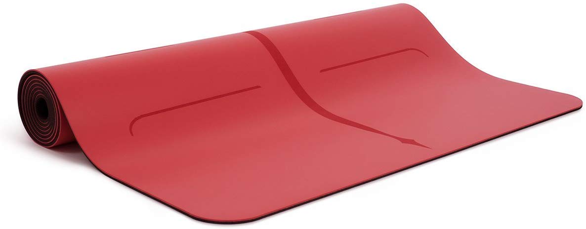 Liforme Special Yoga Mat - Patented Alignment System, Warrior-like Grip, Non-slip, Eco-friendly, sweat-resistant, Long, Wide and Thick, 4.2mm thick mat for comfort (Red)