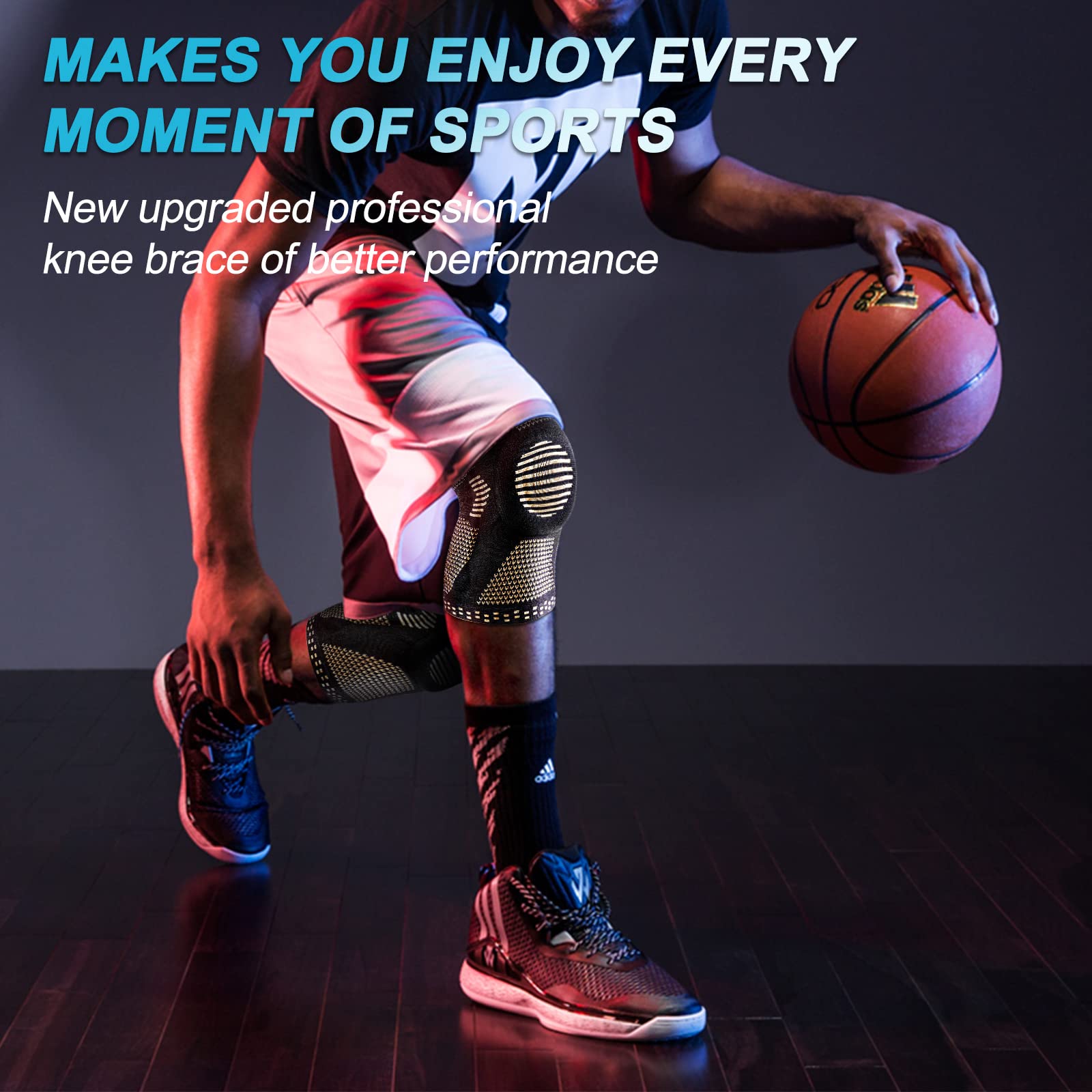 NEENCA Copper Knee Brace, Professional Knee Support with Patella Gel Pad & Side Stabilizers, Plus Size Compression Sleeves for Knee Pain, Sports, Workout, Arthritis, ACL, Joint Pain Relief - Single