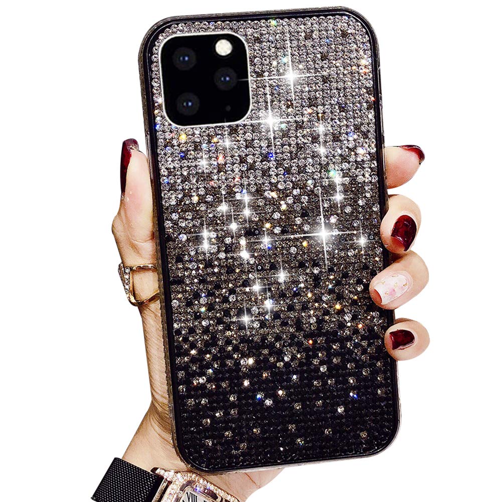 LINYUNE for iPhone 13 Pro Max Gradient Bling Case with Glitter Sparkle Diamond, Shiny Crystal Rhinestone TPU Bumper pro maxtective Cover for iPhone 13 pro maxx, 6.7 inch Laser Silver