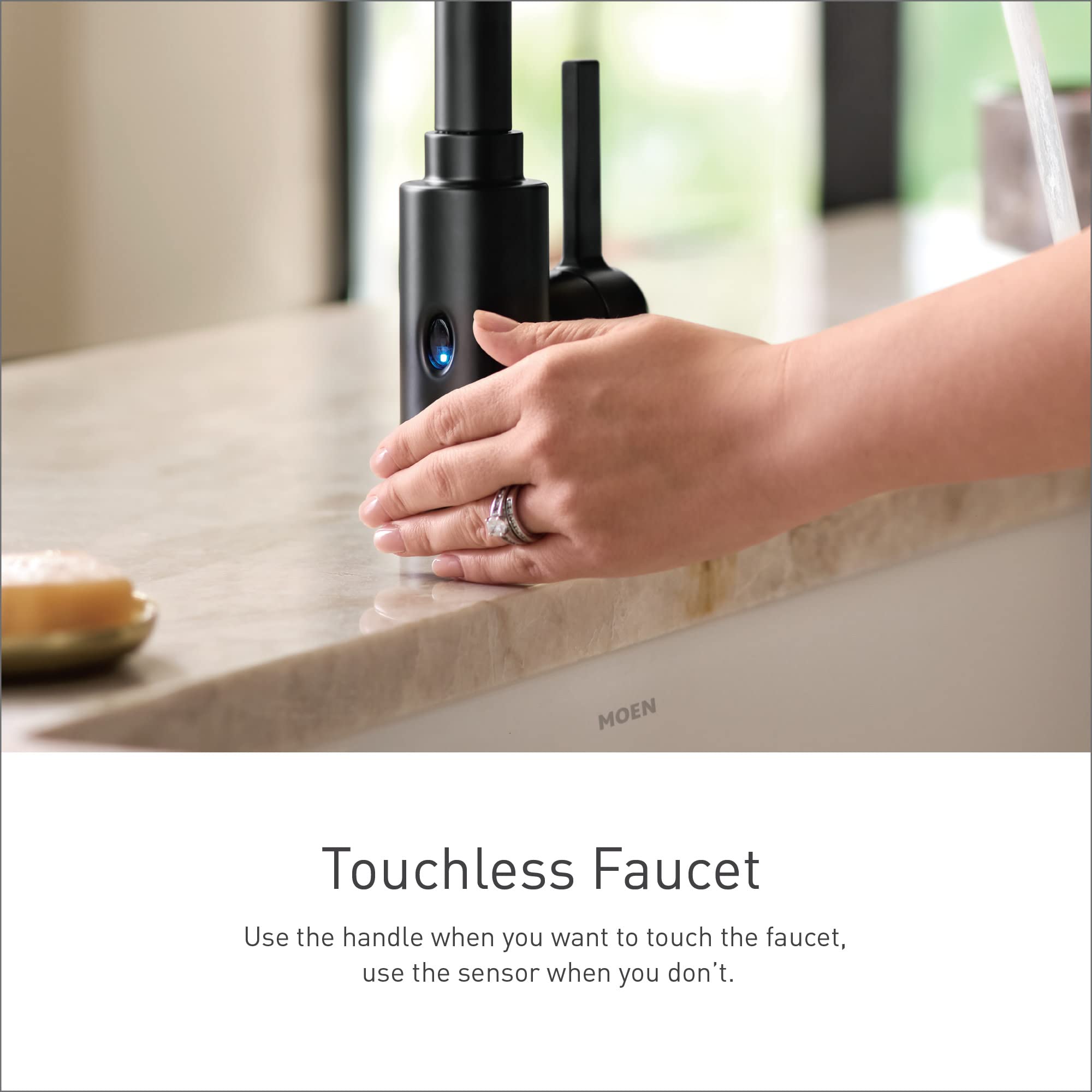 Moen 9126EWSRS Kurv Collection Motionsense Wave Sensor Touchless One Handle High Arc Pulldown Modern Kitchen Faucet Featuring Power Clean, Spot Resist Stainless