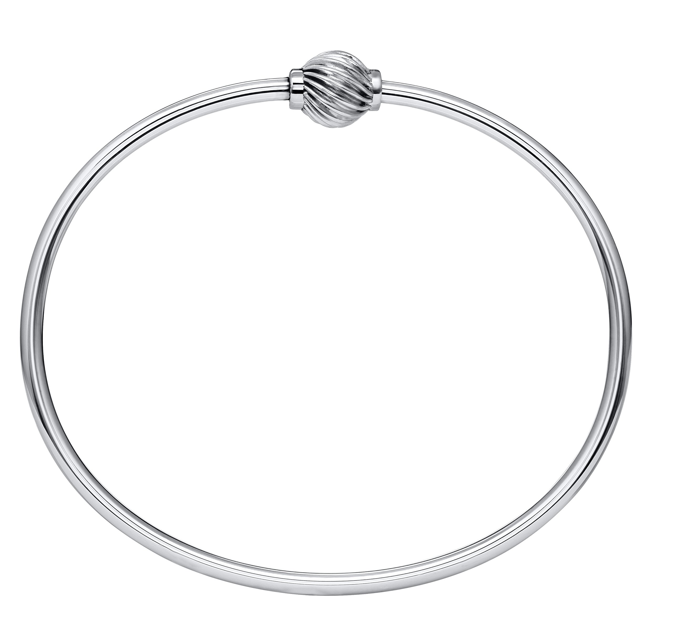 Lighthouse Creations The Traditional Sterling Silver Single Swirl Ball Threaded Bracelet from Cape Cod, 7 1/2"