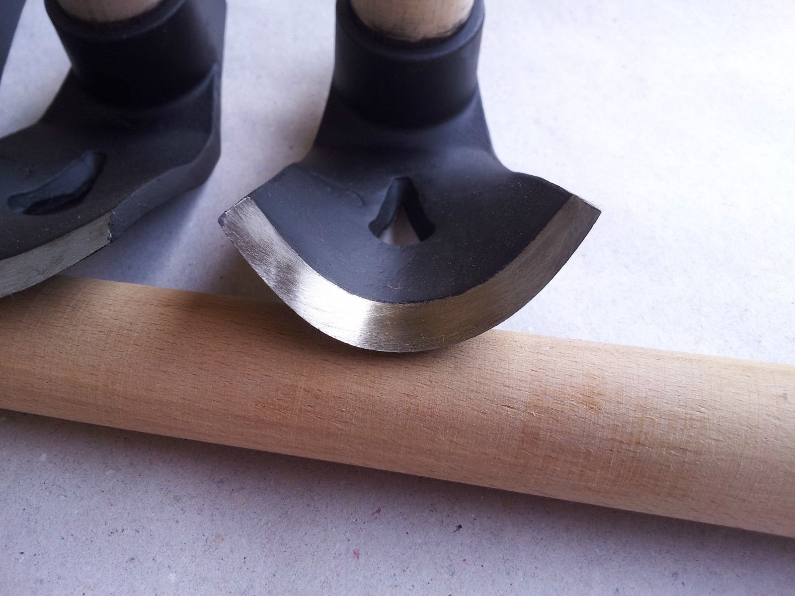 Set of Three Wood Carving Bowl Adze Tools - Straight - Big - Small Curved Adze