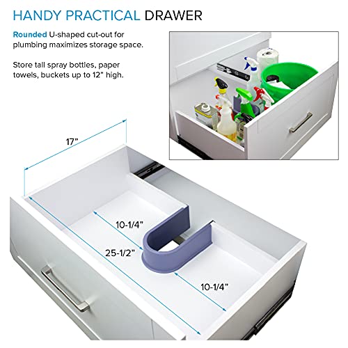 Transolid TCG-3025-WC All-in-One 29 in. x 25.5 in. Quartz Undermount Laundry/Utility Sink and Cabinet with Faucet in Matte White
