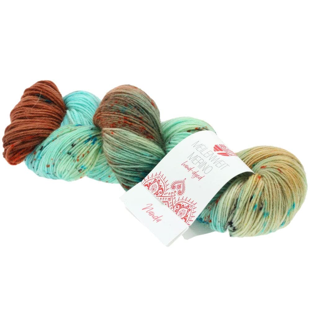 Lana Grossa Hand Dyed Meilenweit 100 Merino Rainbow Yarn, 614 Anuj